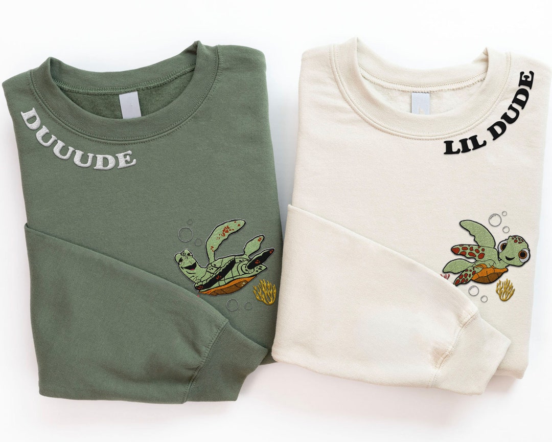 Embroidered Finding Nemo Father Son Crush and Squirt Turtle Matching ...