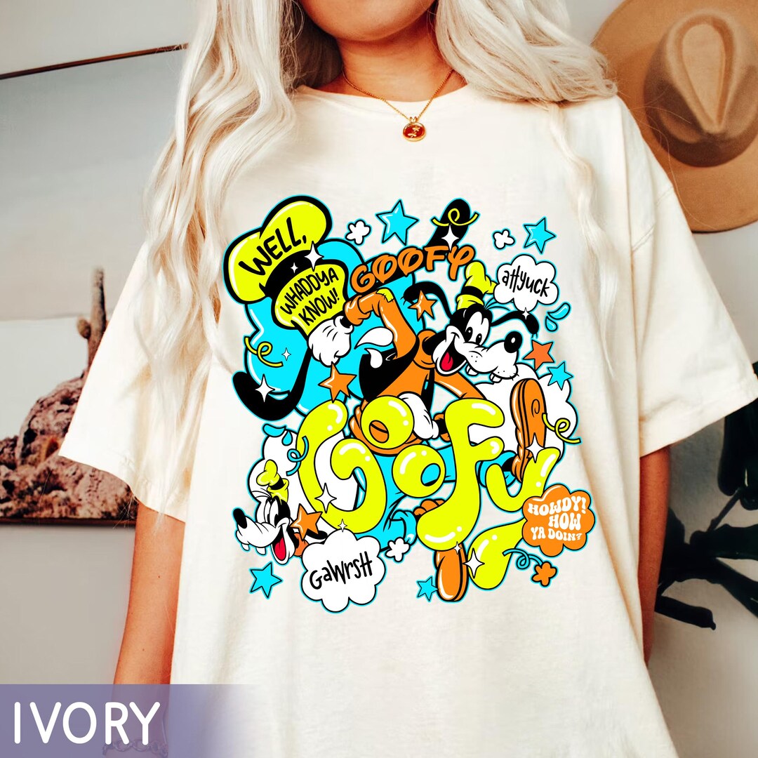 Retro Disney Goofy Doodle Shirt, Y2K Neon Cartoon Aesthetic Tee, Funny ...