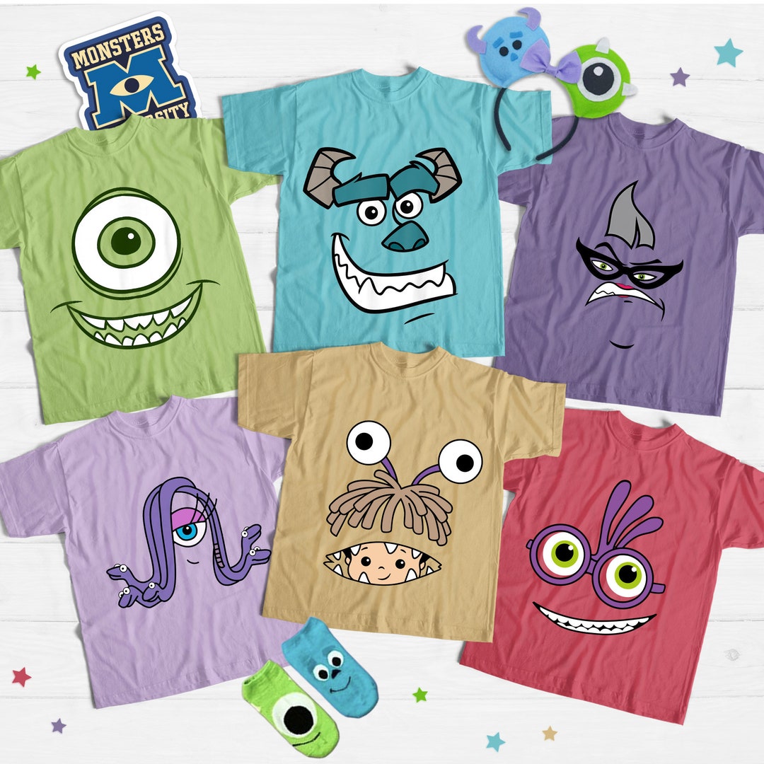 Monsters Inc Characters Big Face Halloween Costume Comfort Colors Shirt ...