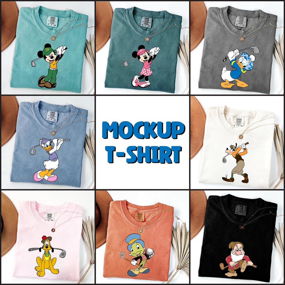 Custom Disney Golf Shirt, Mickey and Friends Golfing Group Tee, Goofy ...