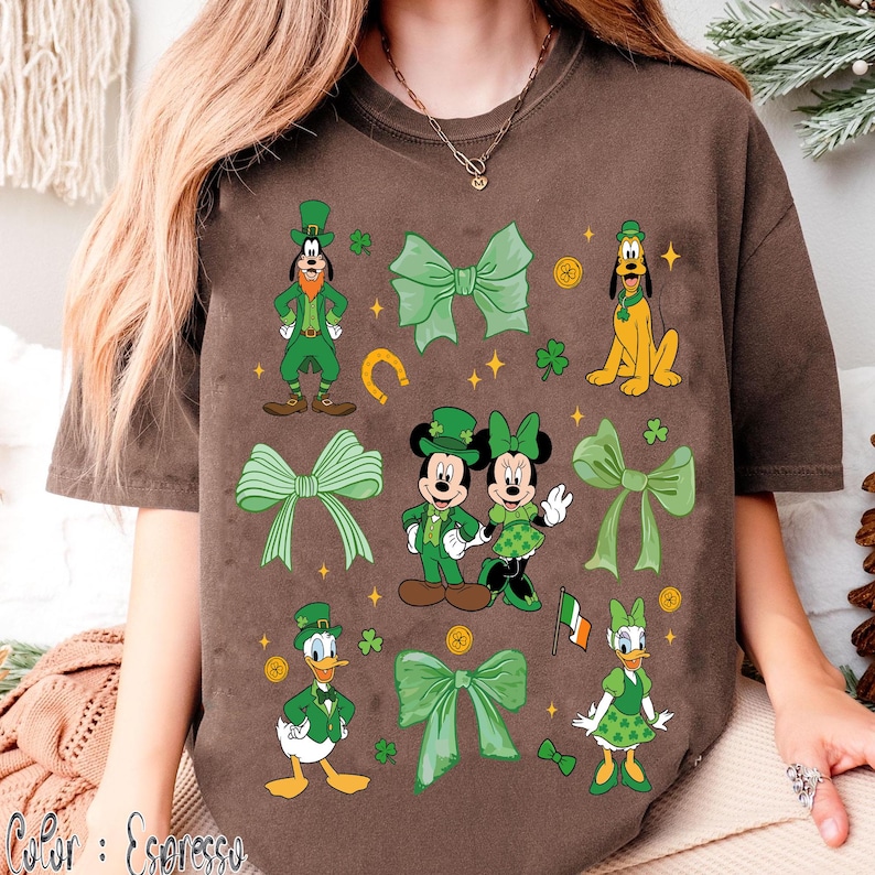 Coquette Bow Mickey and Friends St. Patrick’s Day Shirt, Lucky Shamrock ...