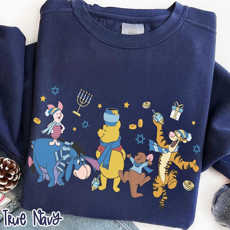 Winnie the Pooh Hanukkah Menorah Shirt, Disney Jewish Holiday Tee, Pooh ...