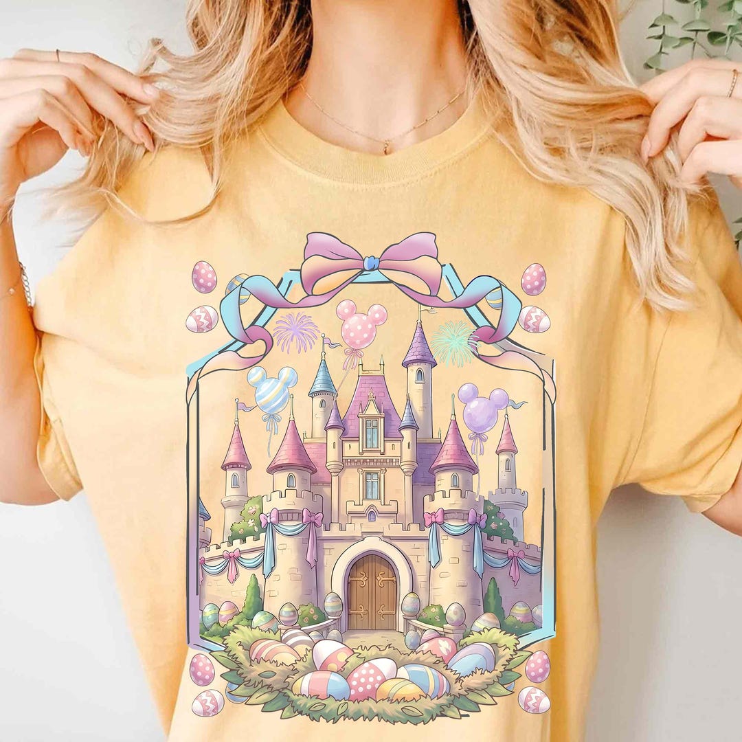 Disney Cinderella Castle Easter Eggs Coquette Bow Shirt, Happy Easter's ...