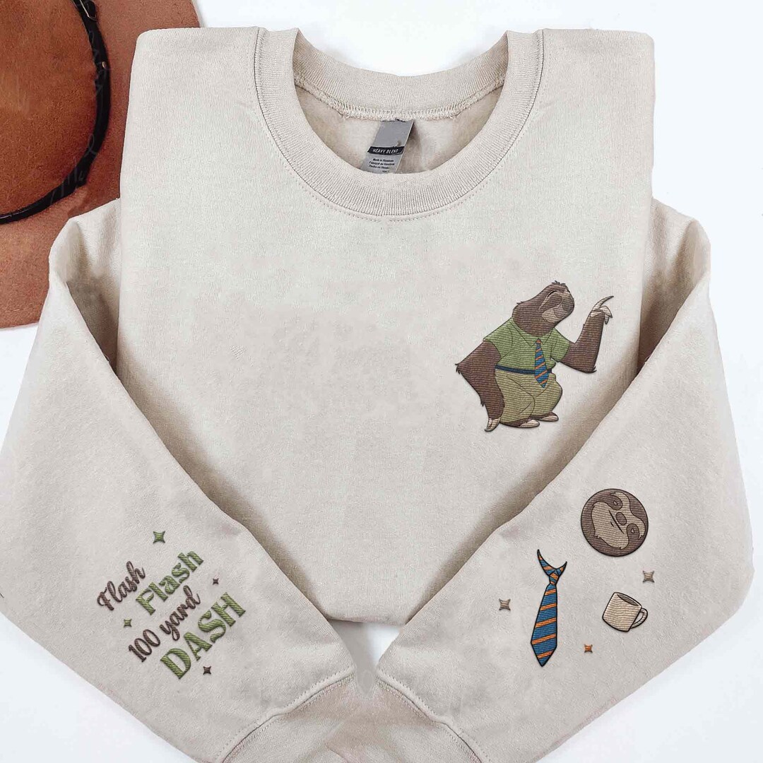 Embroidered Flash Flash Flash Flash 100 Yard Dash Sweatshirt, Zootopia ...