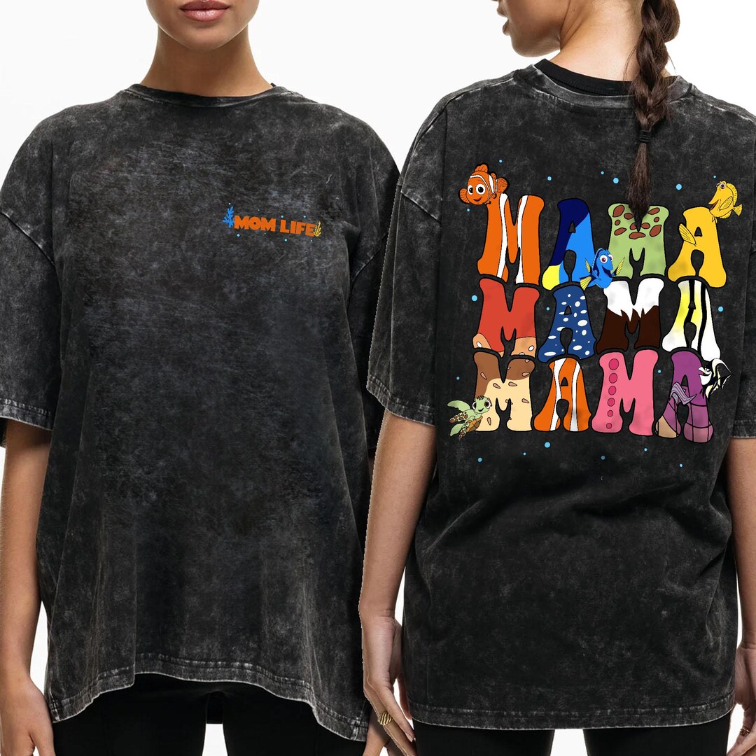 Two Sided Vintage Groovy Finding Nemo Mom Life Comfort Colors Shirt ...