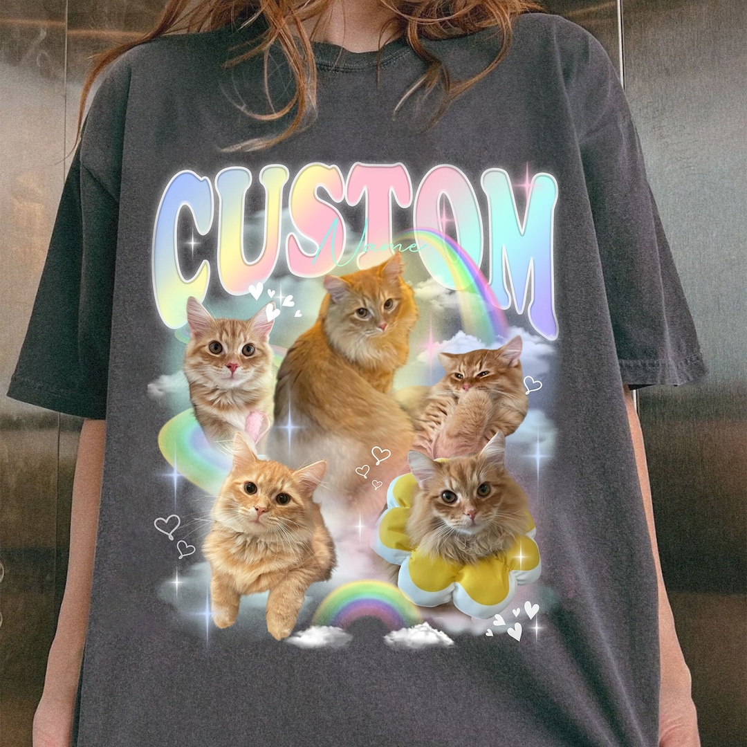 Custom Your Pet Rainbow Comfort Colors Shirt, Add Your Pet Photo ...