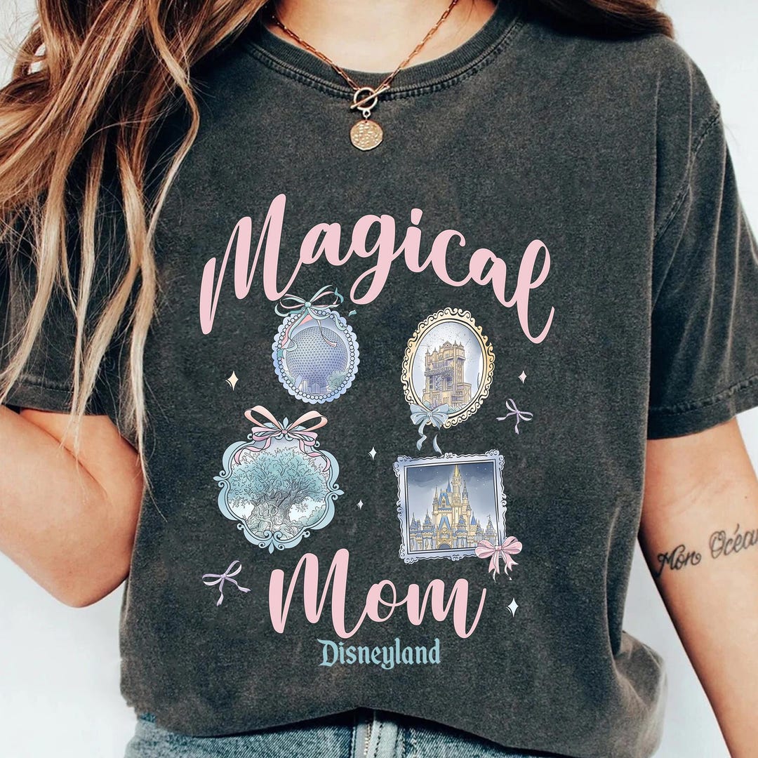 WDW Four Theme Parks Coquette Bow Shirt, Disneyland Magical Mom Tee ...