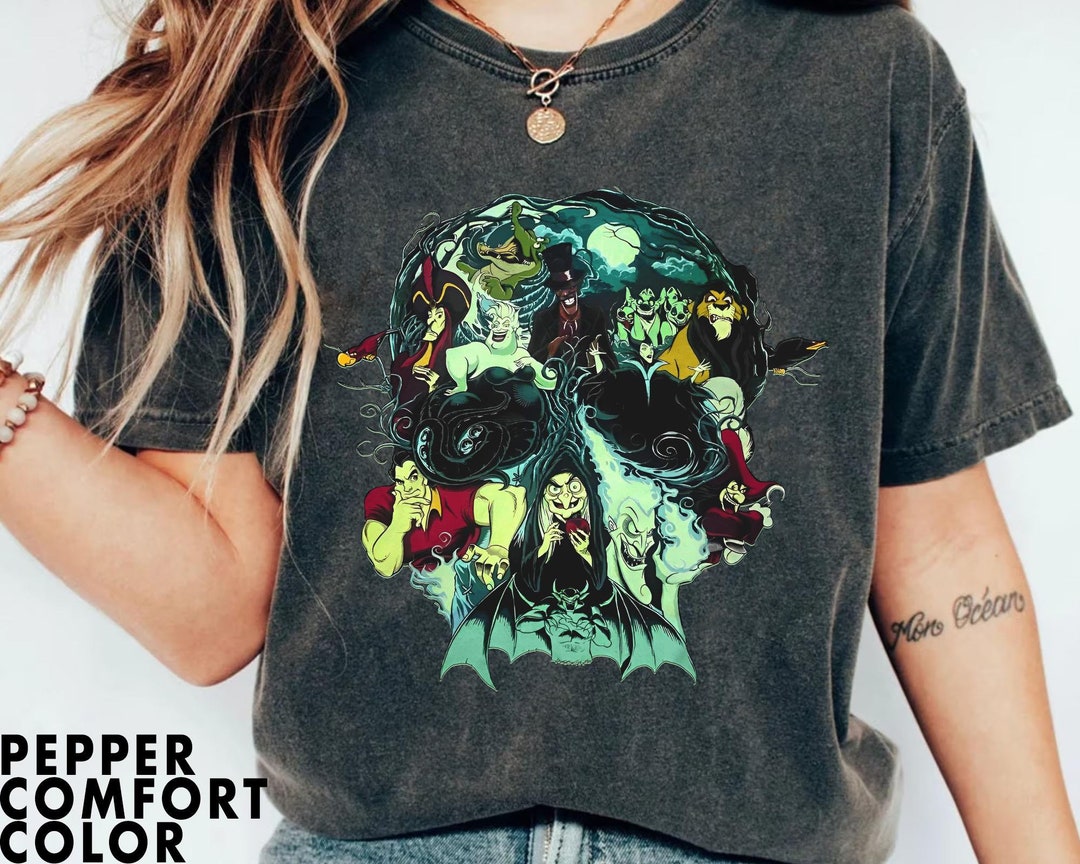 Villains Wicked Skull Comfort Colors Shirt, Ursula Scar Gaston Evil ...