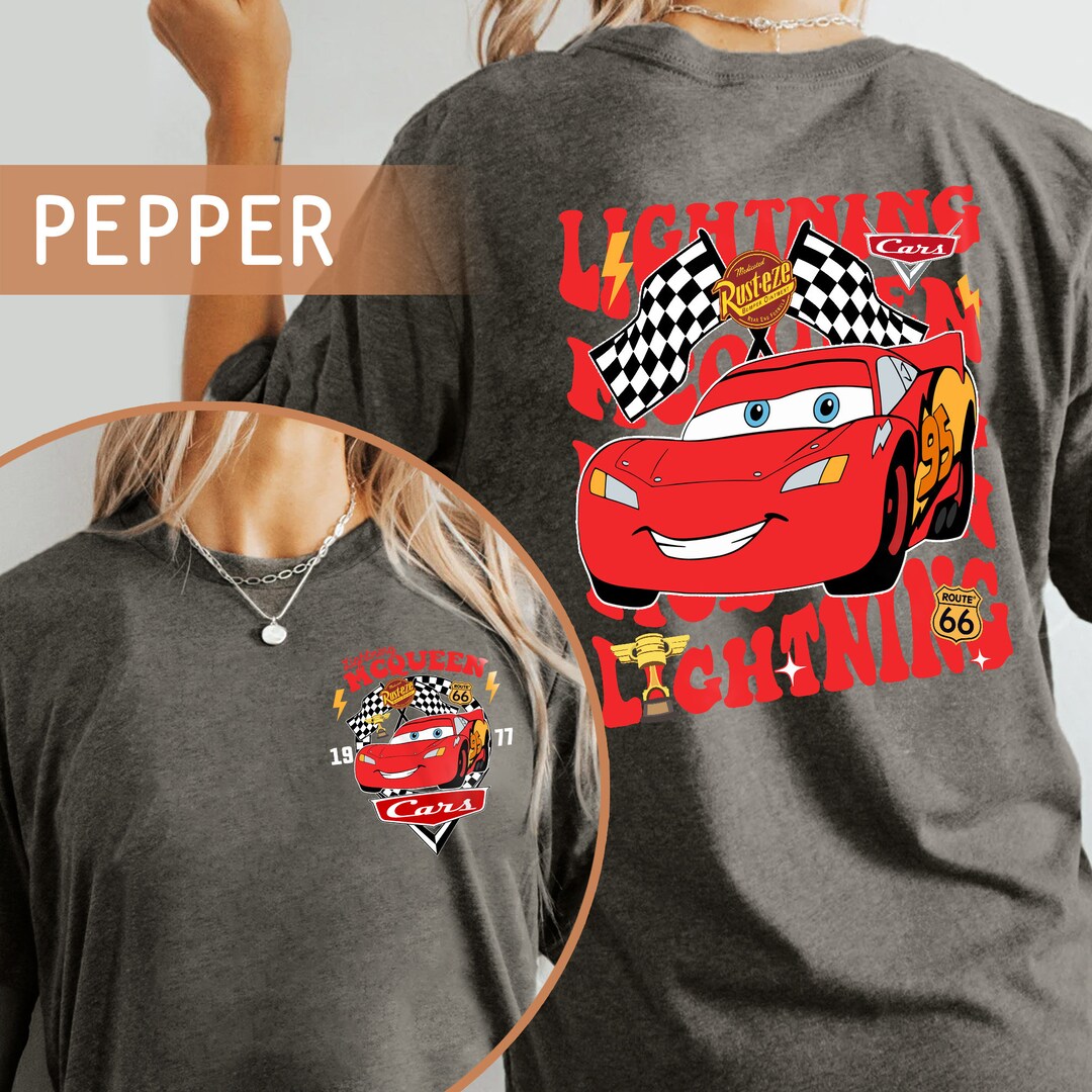 Two Sided Lightning Mcqueen 1977 Checkered Flags Comfort Colors Shirt ...