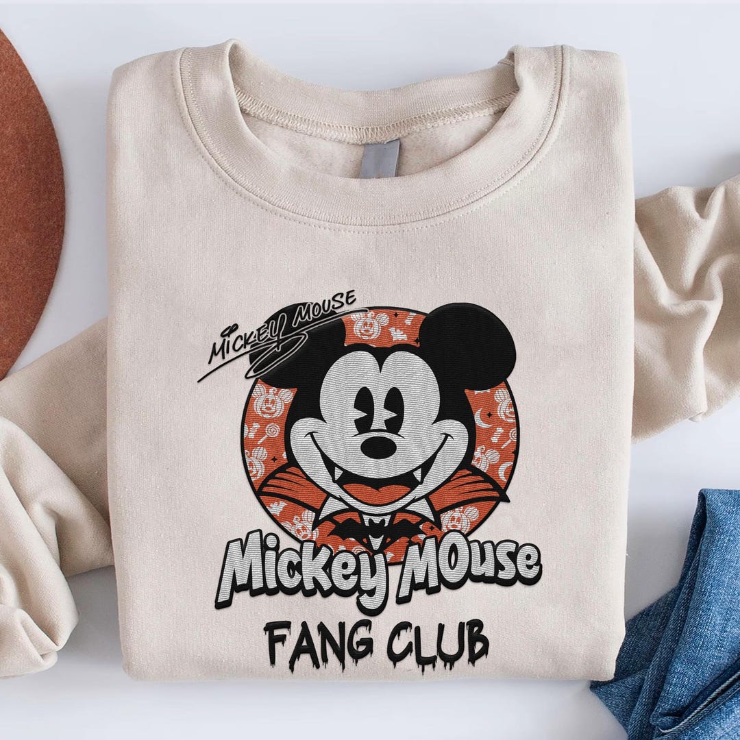 Embroidered Retro Disney Mickey Mouse Fang Club Sweatshirt, Vampire ...
