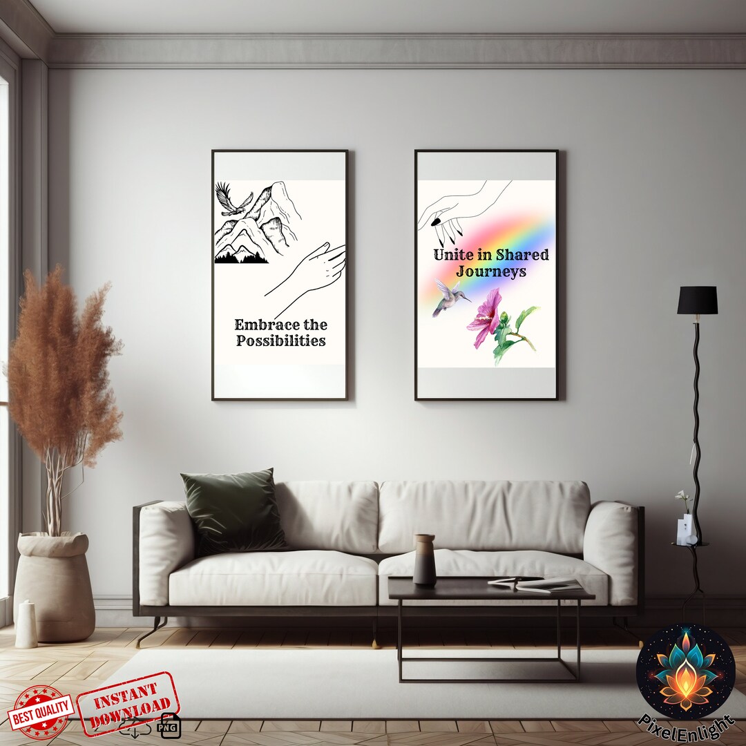 Stylized Printable Wall Art,living Room Hallway Bed Room Prints, Set of ...