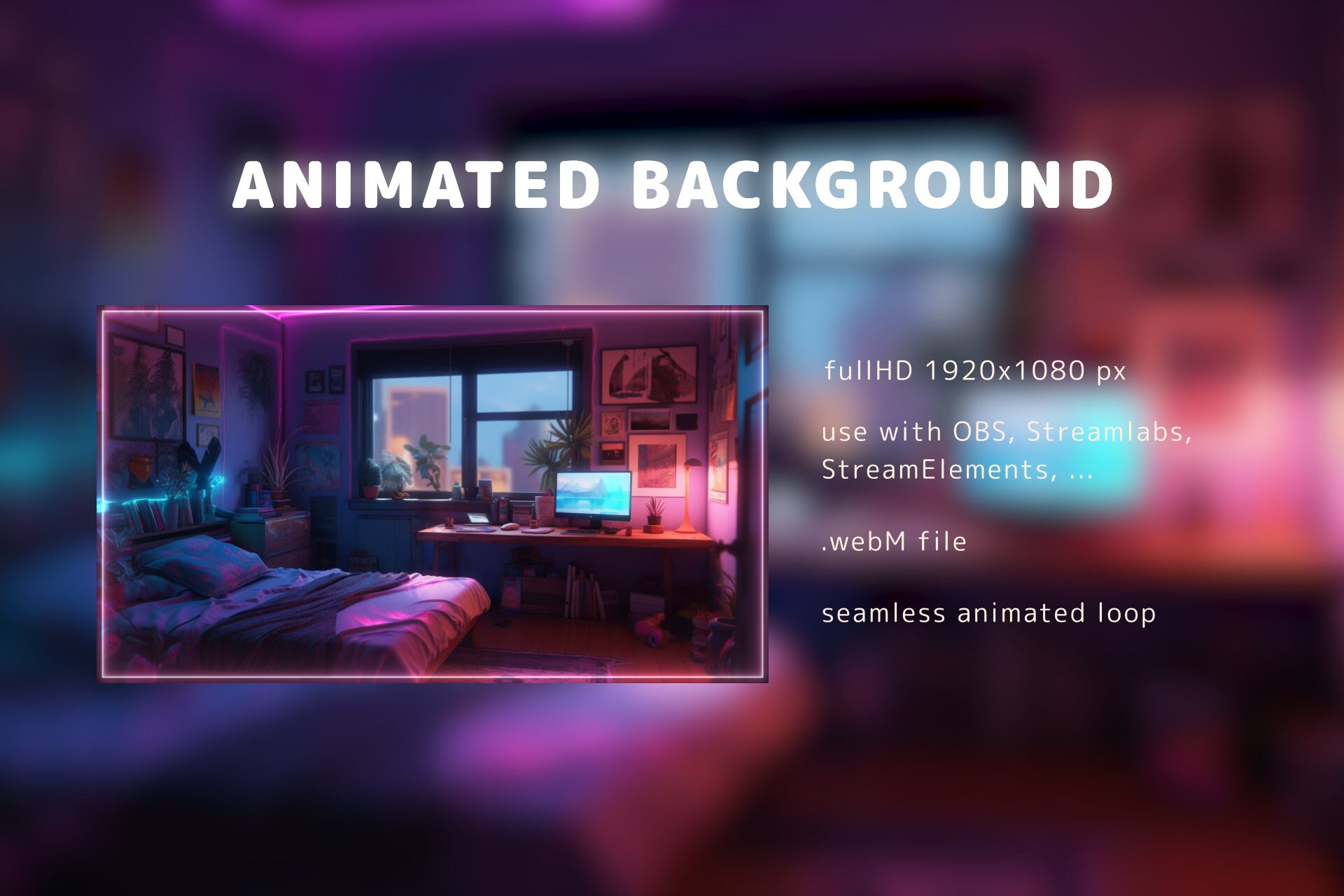 Animated Cozy Stream Background Cozy Bedroom Theme Violet Overlay ...