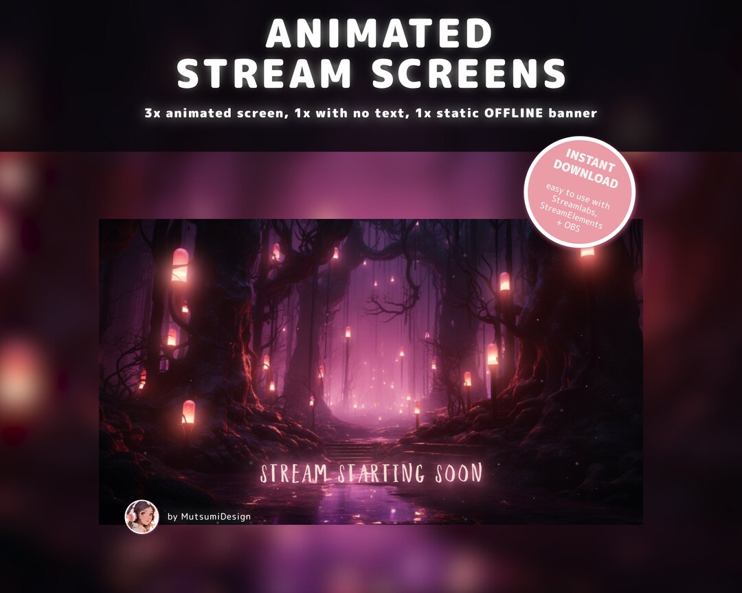 Animated Cozy Stream Screens Package Stone Grove Sanctuary Theme Twitch ...