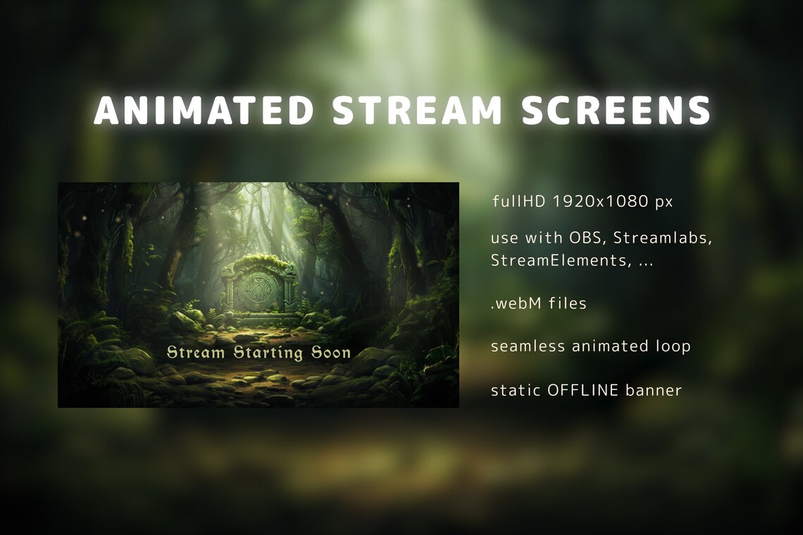 Animated Mystical Stream Screens Package Ancient Forest Theme Twitch ...