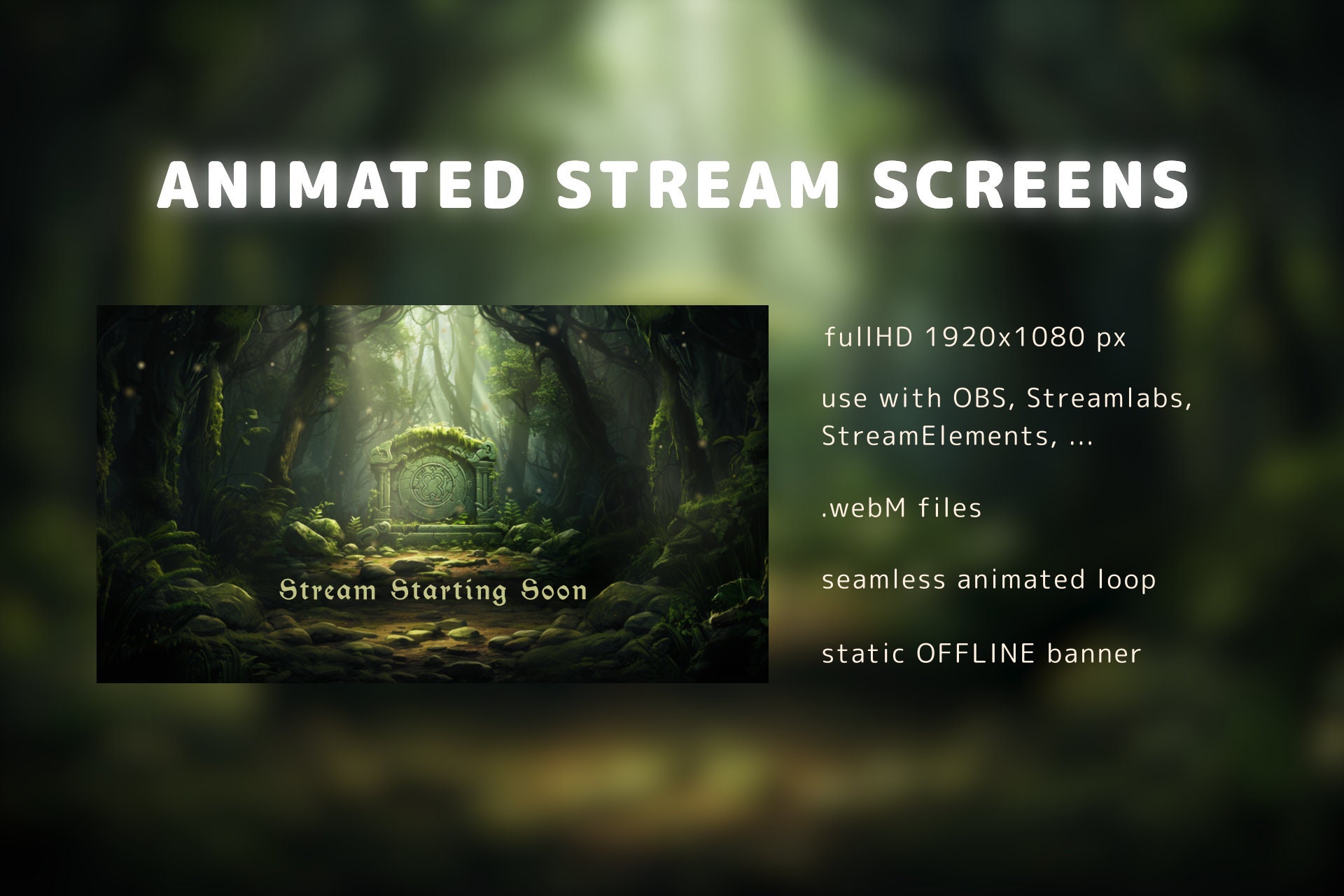 Animated Mystical Stream Screens Package Ancient Forest Theme Twitch ...