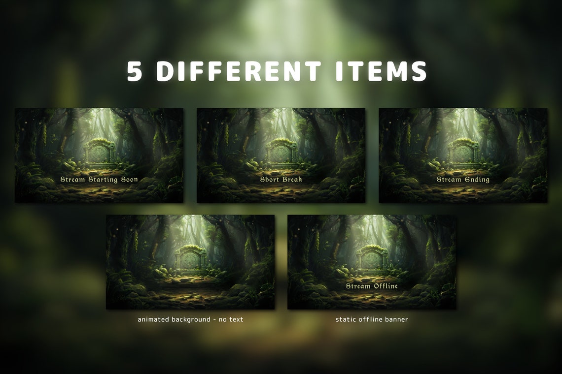 Animated Mystical Stream Screens Package Ancient Forest Theme Twitch ...