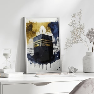 Islamic Wall Art, the Holly Kaaba, Makkah, Beautiful Watercolor Print ...