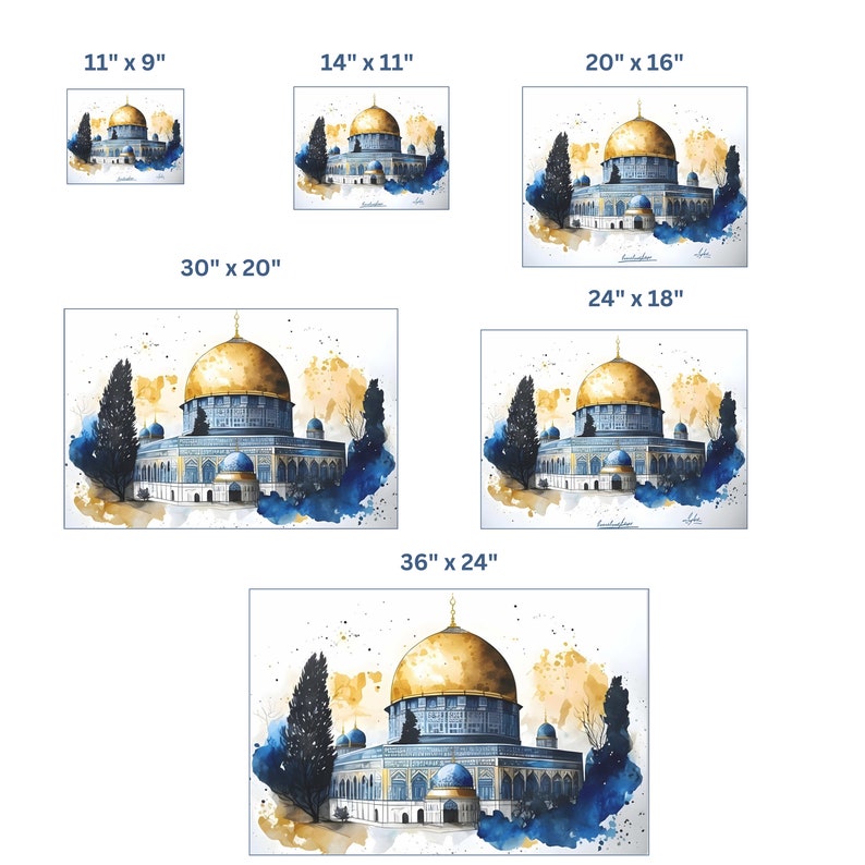 Islamic Wall Art, Al Aqsa Mosque, Dome of the Rock, Palestine, 300gsm ...