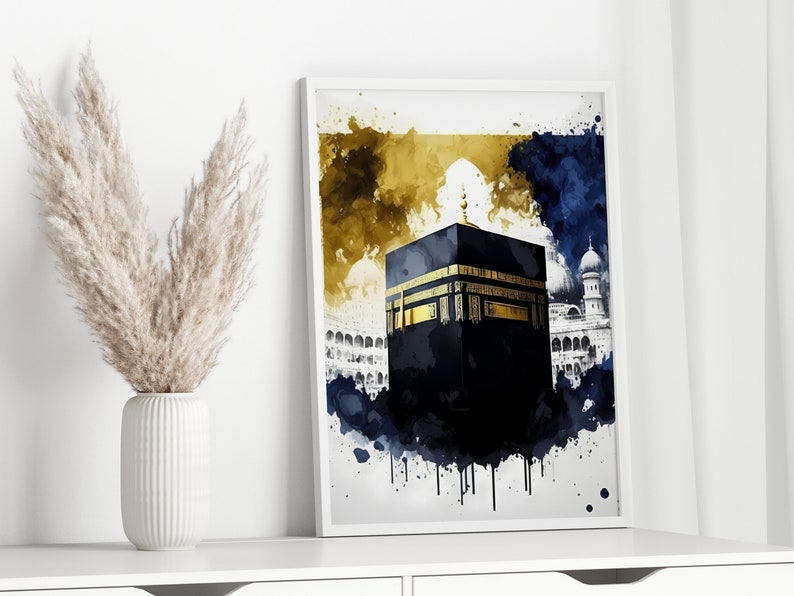 Islamic Wall Art, the Holly Kaaba, Makkah, Beautiful Watercolor Print ...