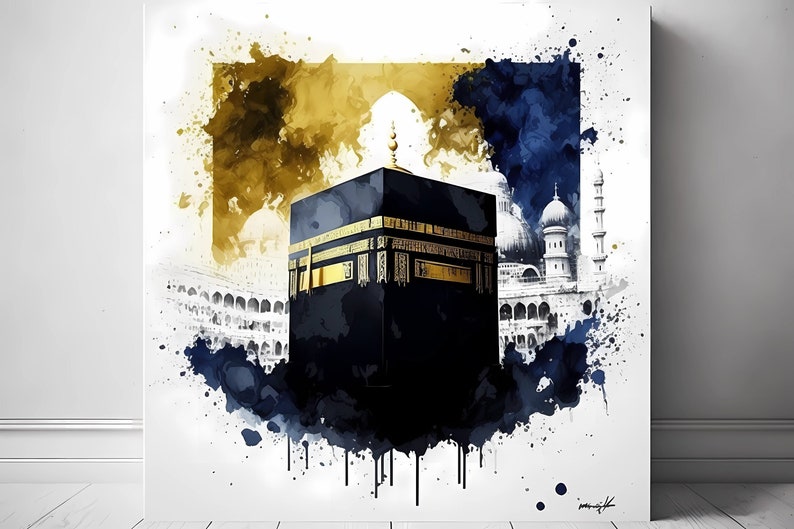 Islamic Wall Art, the Holly Kaaba, Makkah, Beautiful Watercolor Print ...