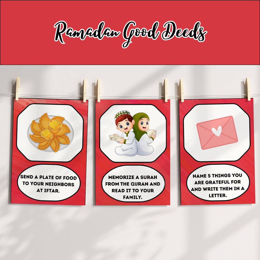 Good Deeds Cards Printable, Ramadan Cards, Ramadan Advent Cards ...