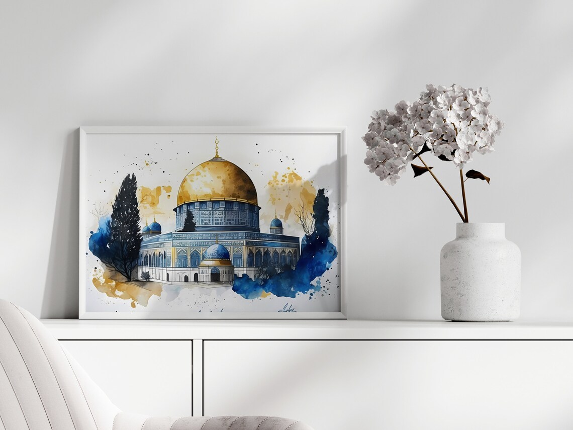Islamic Wall Art, Al Aqsa Mosque, Dome of the Rock, Palestine, 300gsm ...