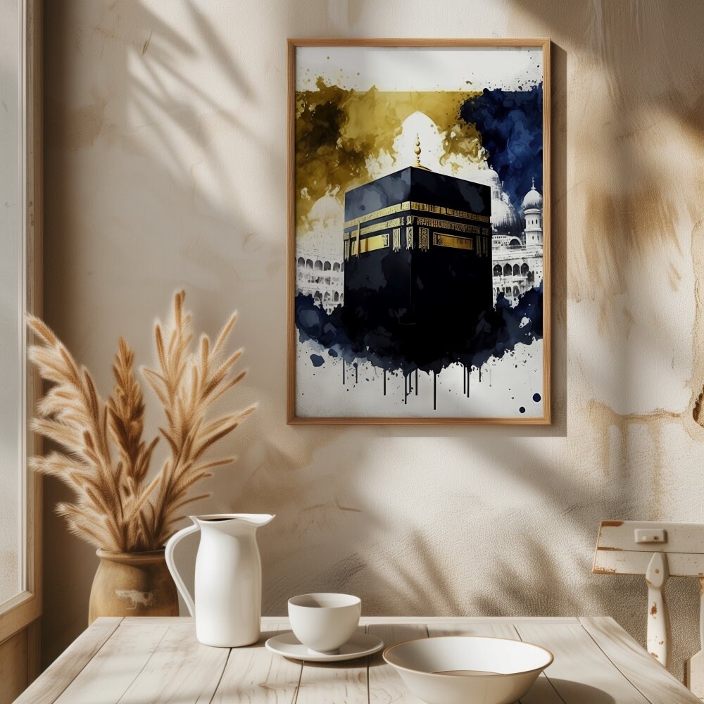 Islamic Wall Art, the Holly Kaaba, Makkah, Beautiful Watercolor Print ...