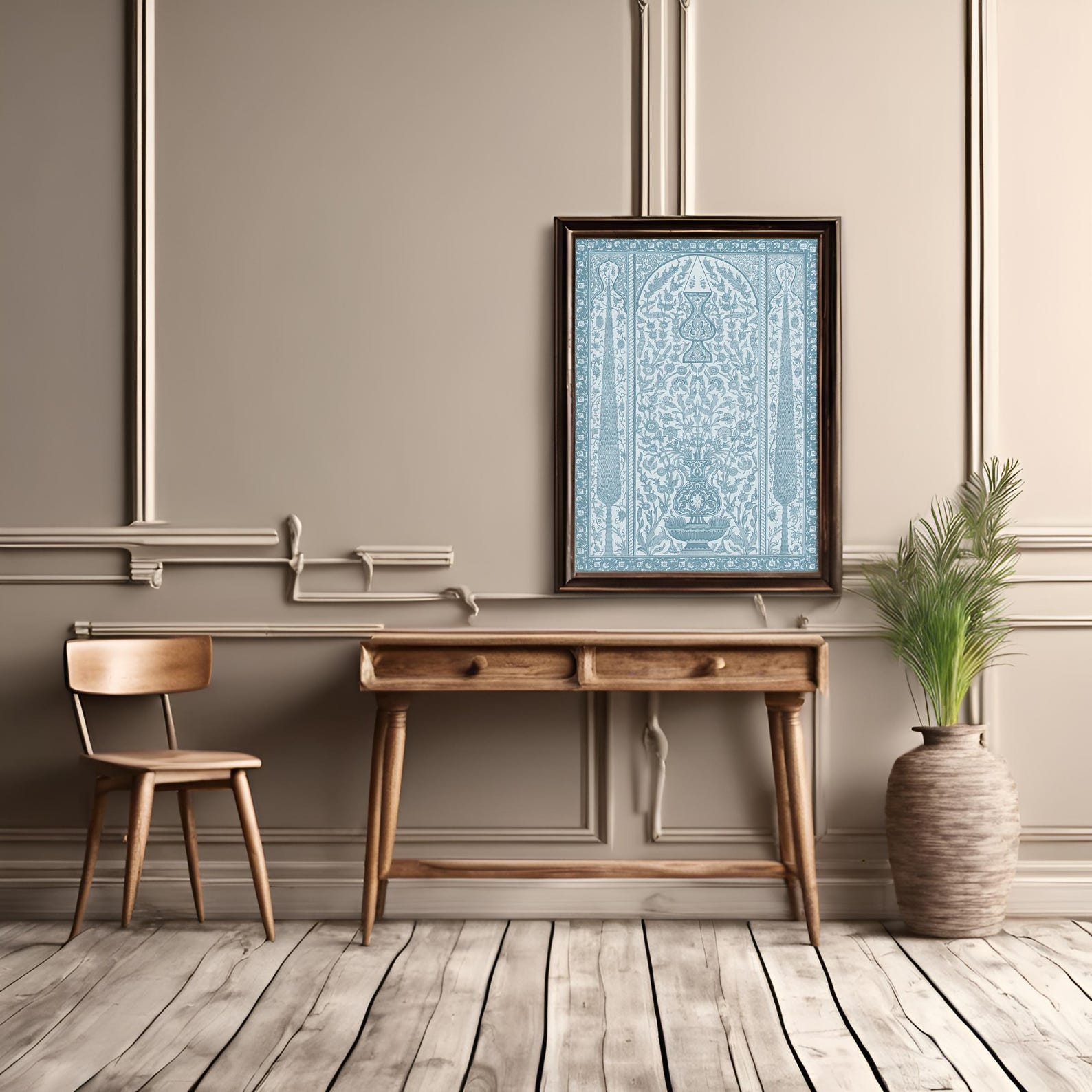 Vintage Mosque Wall Art, Islamic Floral Art, 300gsm Fine Art Paper ...