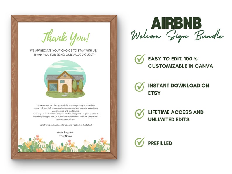 Airbnb Sign Bundle Template, Airbnb Signage, Vacation Rental, Wifi Sign ...