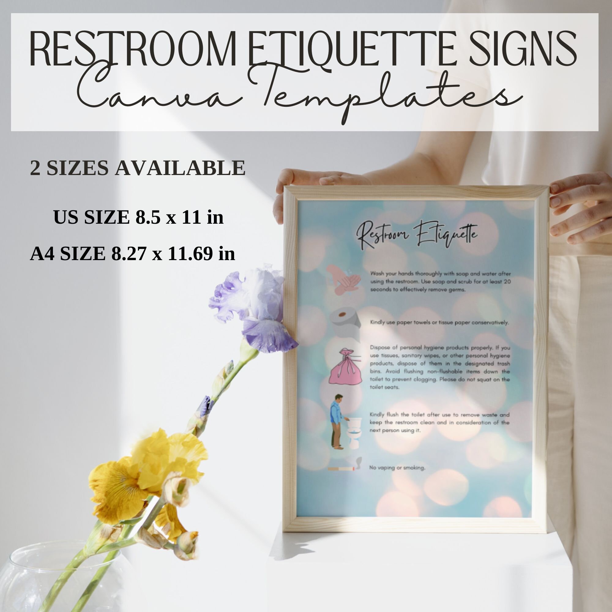 Restroom Etiquette Poster Bathroom Etiquette Toilet Etiquette Bathroom ...