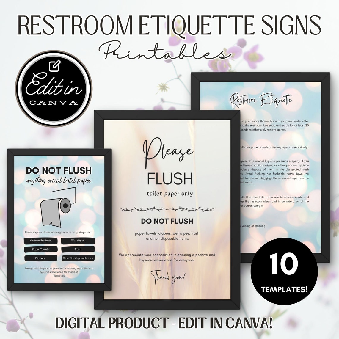 Restroom Etiquette Poster Bathroom Etiquette Toilet Etiquette Bathroom ...