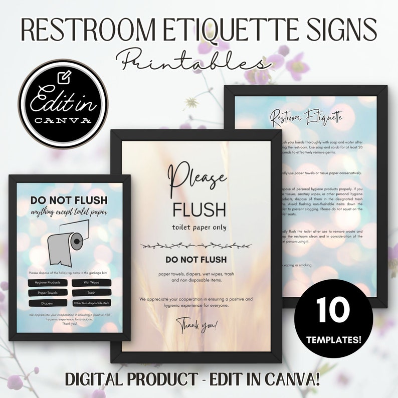 Restroom Etiquette Poster Bathroom Etiquette Toilet Etiquette Bathroom ...