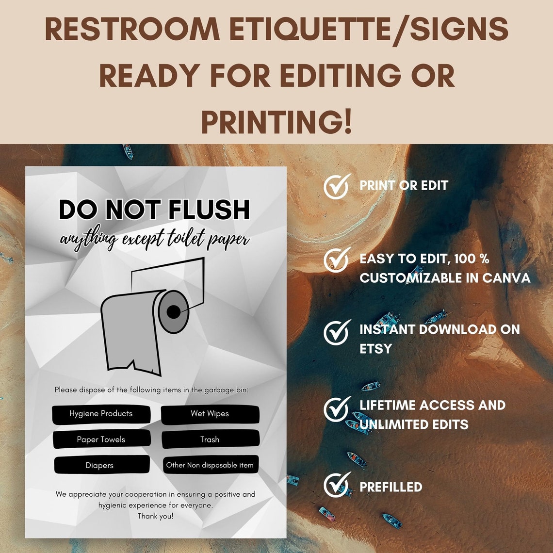 Restroom Etiquette Poster Bathroom Etiquette Toilet Etiquette Bathroom ...