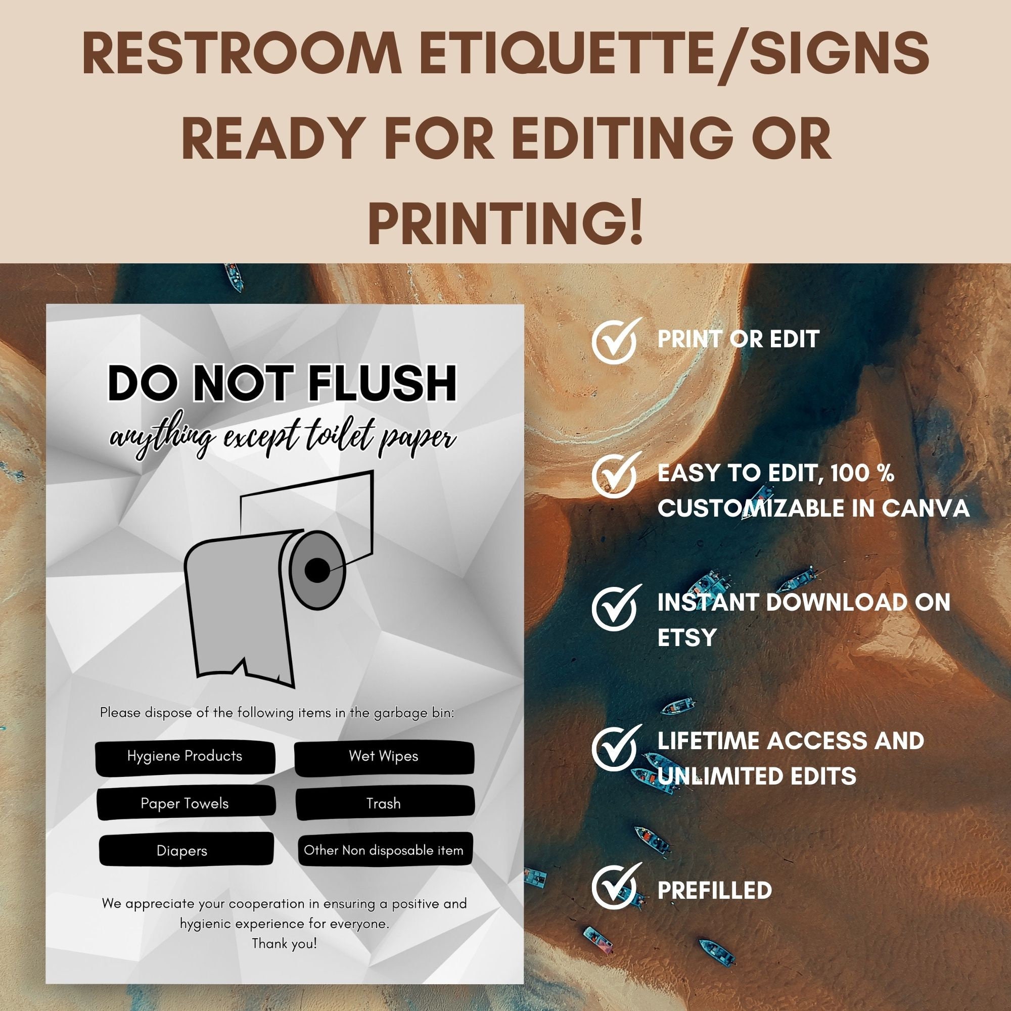 Restroom Etiquette Poster Bathroom Etiquette Toilet Etiquette Bathroom ...