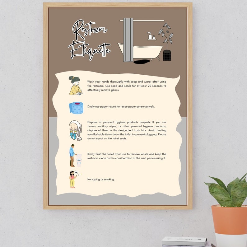 Restroom Etiquette Poster Bathroom Etiquette Toilet Etiquette Bathroom ...