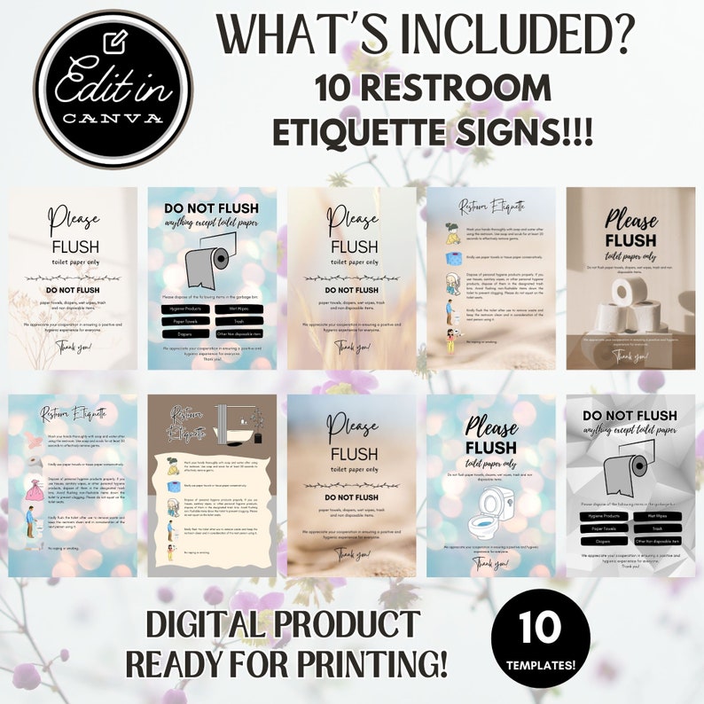 Restroom Etiquette Poster Bathroom Etiquette Toilet Etiquette Bathroom ...