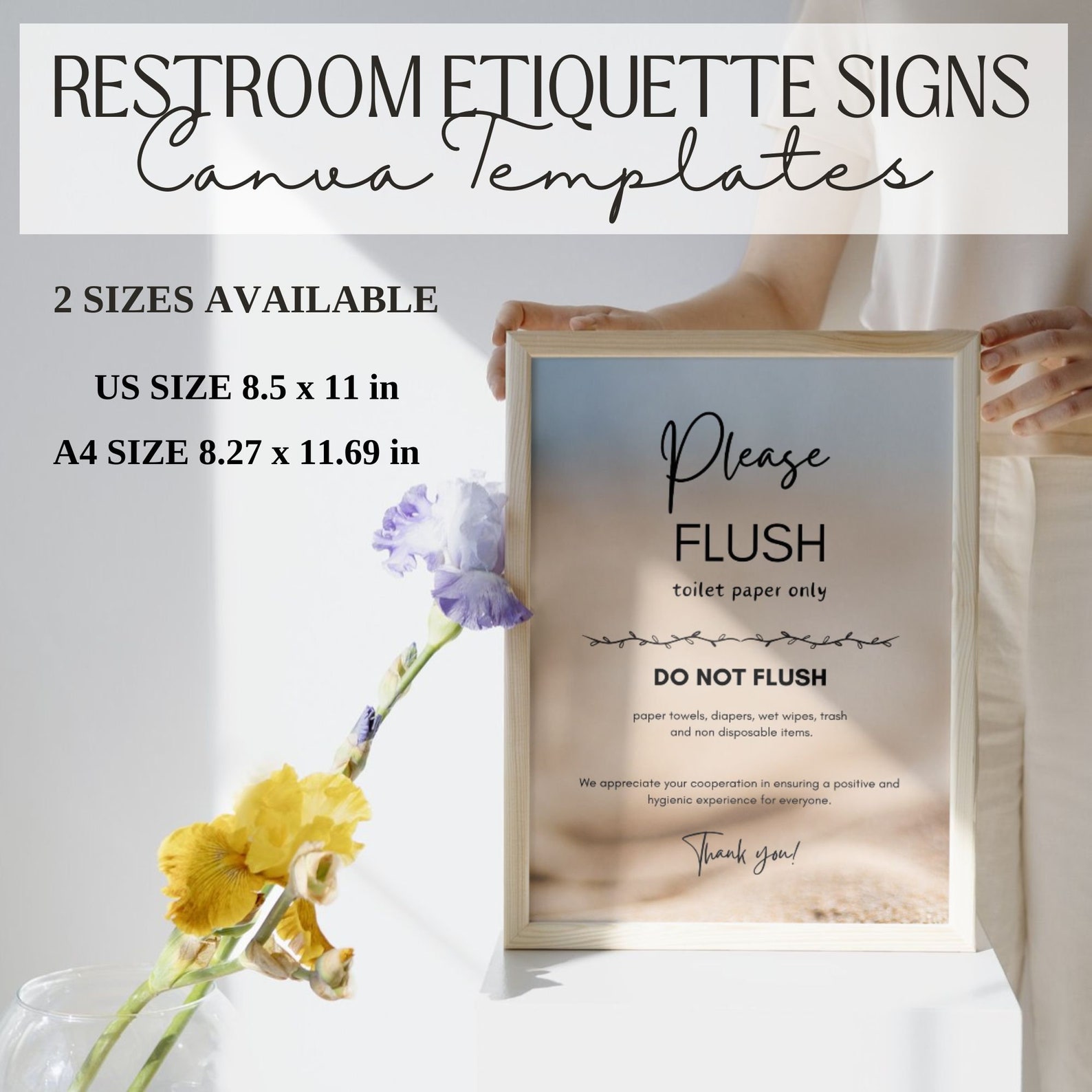 Restroom Etiquette Poster Bathroom Etiquette Toilet Etiquette Bathroom Sign Flush Only Toilet ...