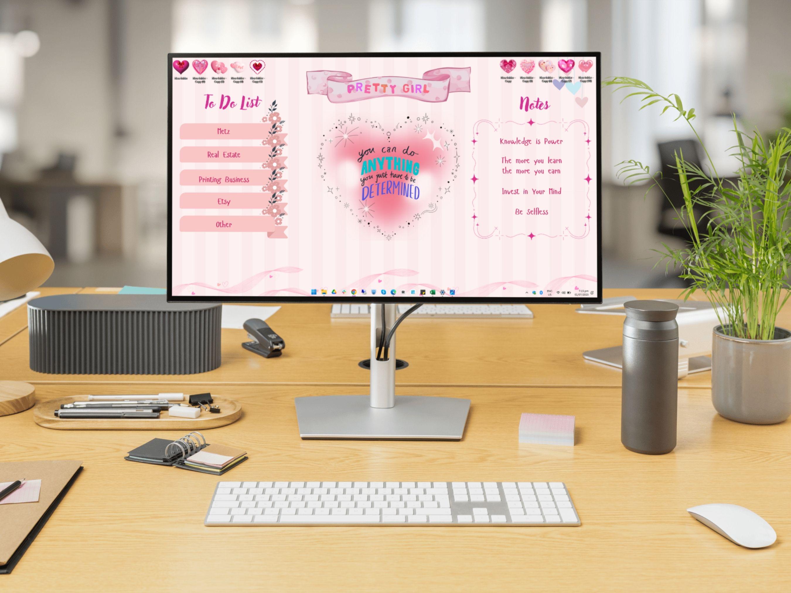 Custom Desktop Organizer Wallpaper With Matching Icons Editable Desktop ...