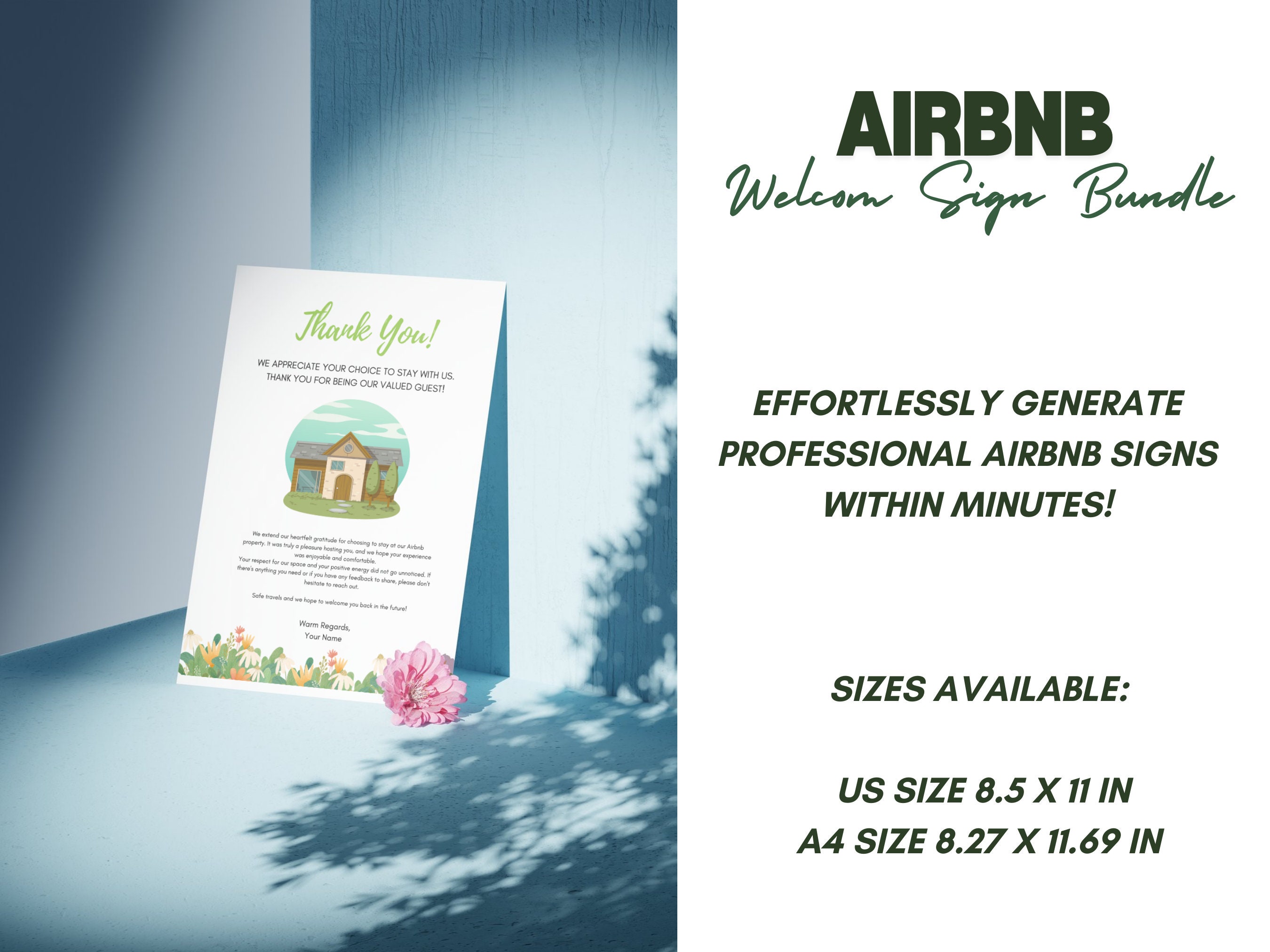Airbnb Sign Bundle Template, Airbnb Signage, Vacation Rental, Wifi Sign ...