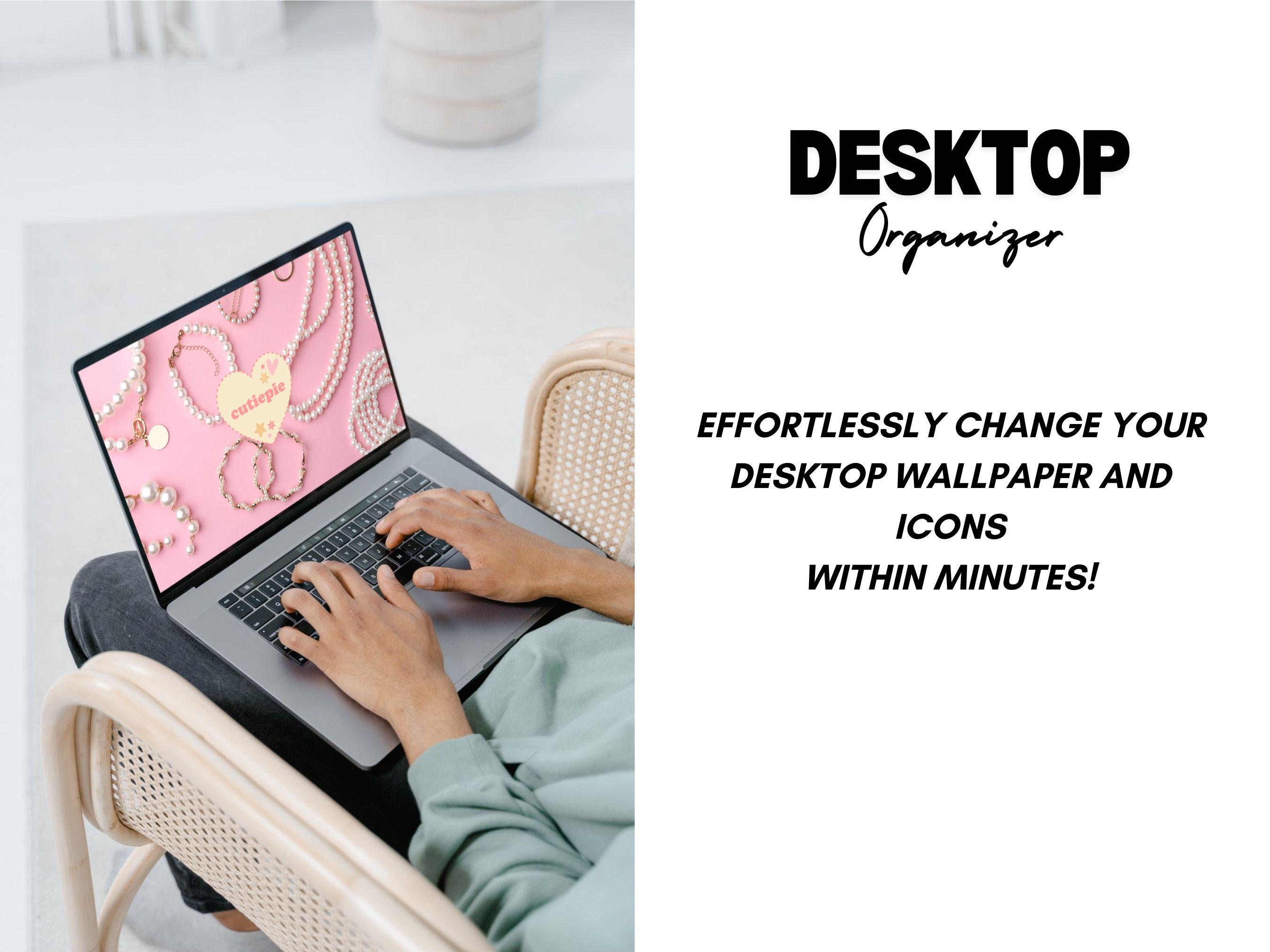 Custom Desktop Organizer Wallpaper With Matching Icons Editable Desktop ...