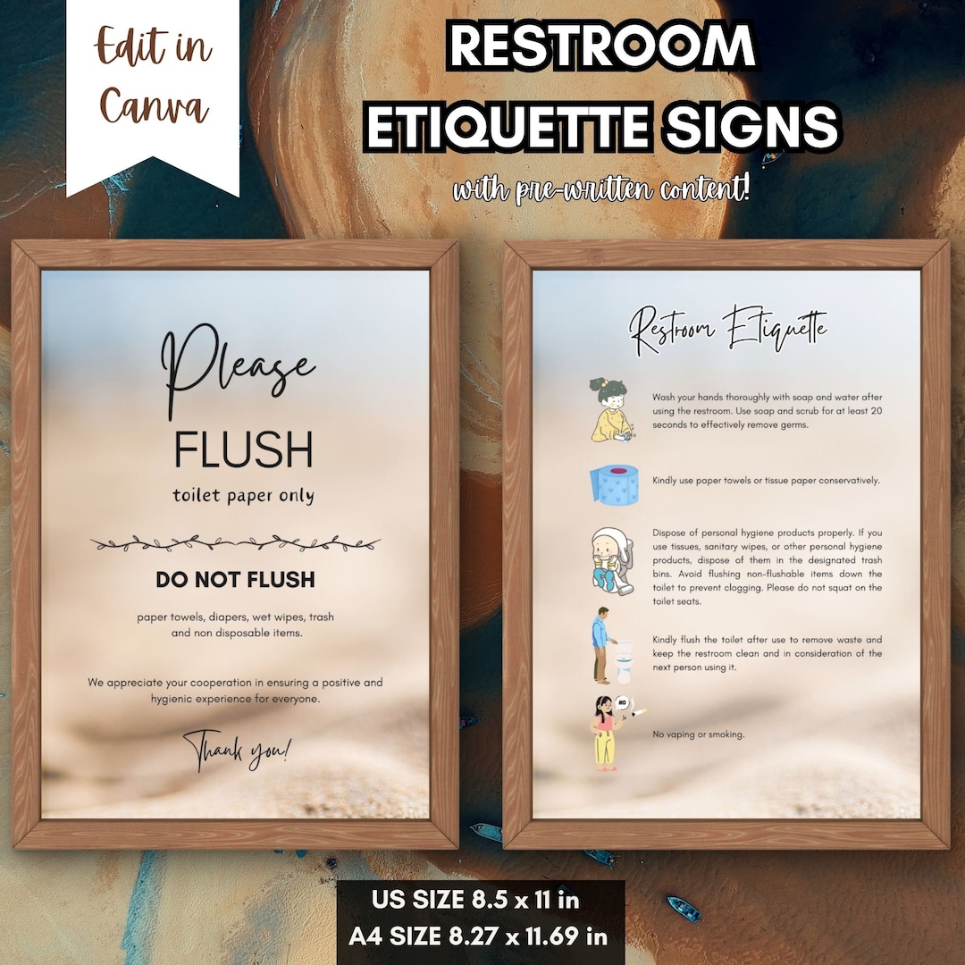 Restroom Etiquette Poster Bathroom Etiquette Toilet Etiquette Bathroom ...