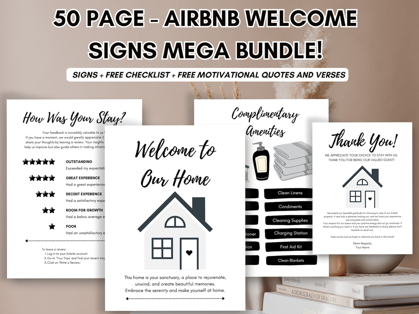 Airbnb Sign Bundle Template Airbnb Signage Vacation Rental Wifi Sign ...