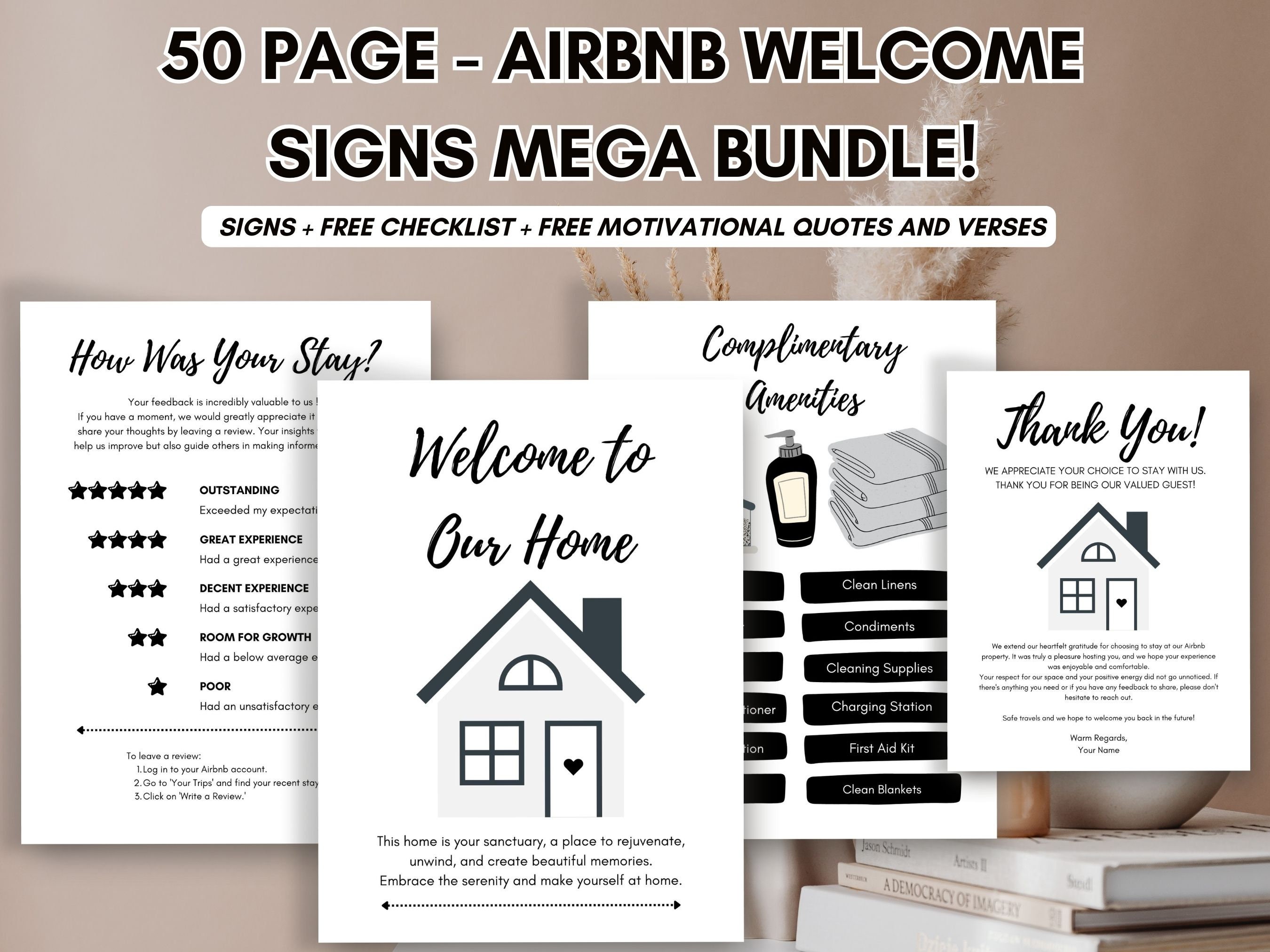 Airbnb Sign Bundle Template Airbnb Signage Vacation Rental Wifi Sign ...
