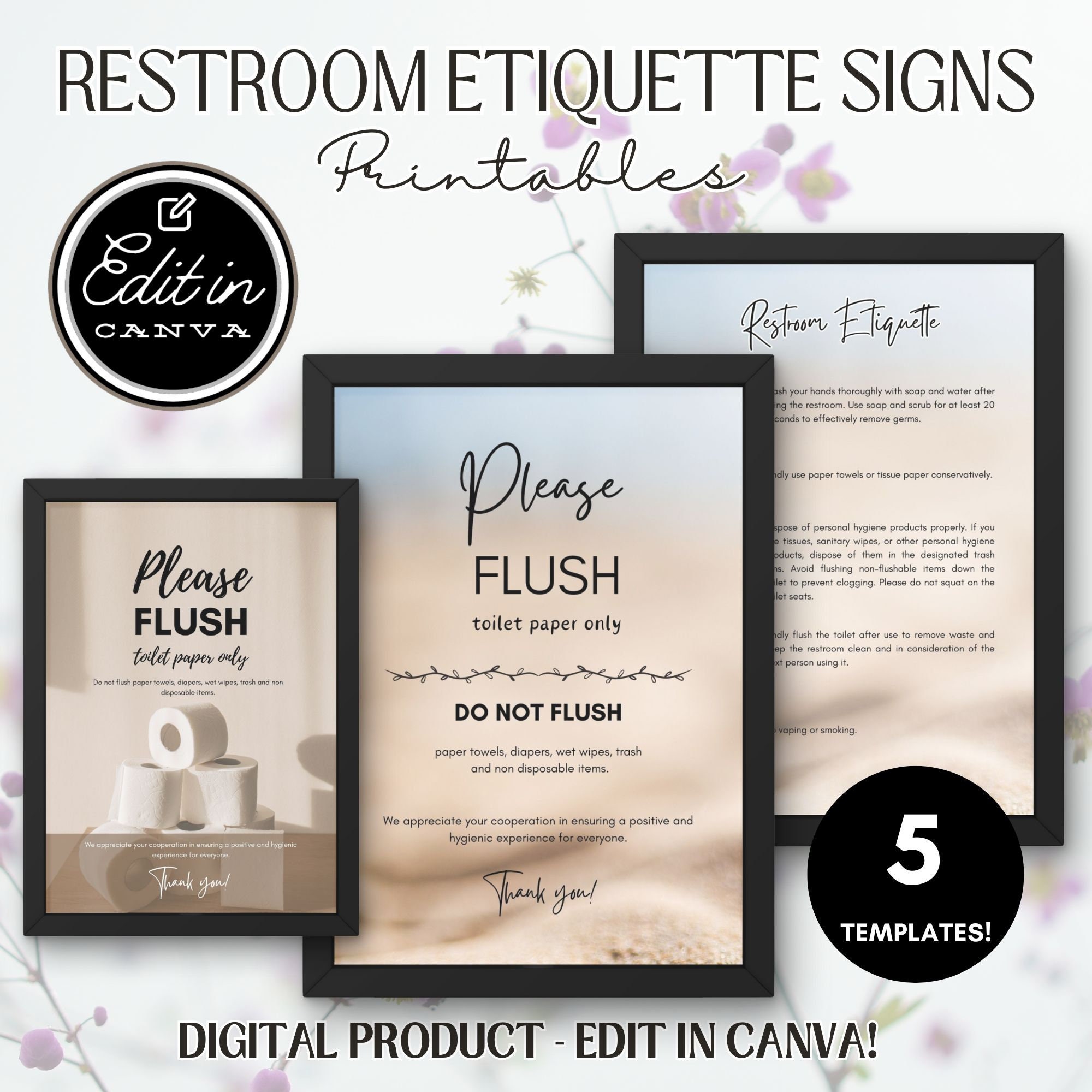 Restroom Etiquette Poster Bathroom Etiquette Toilet Etiquette Bathroom ...