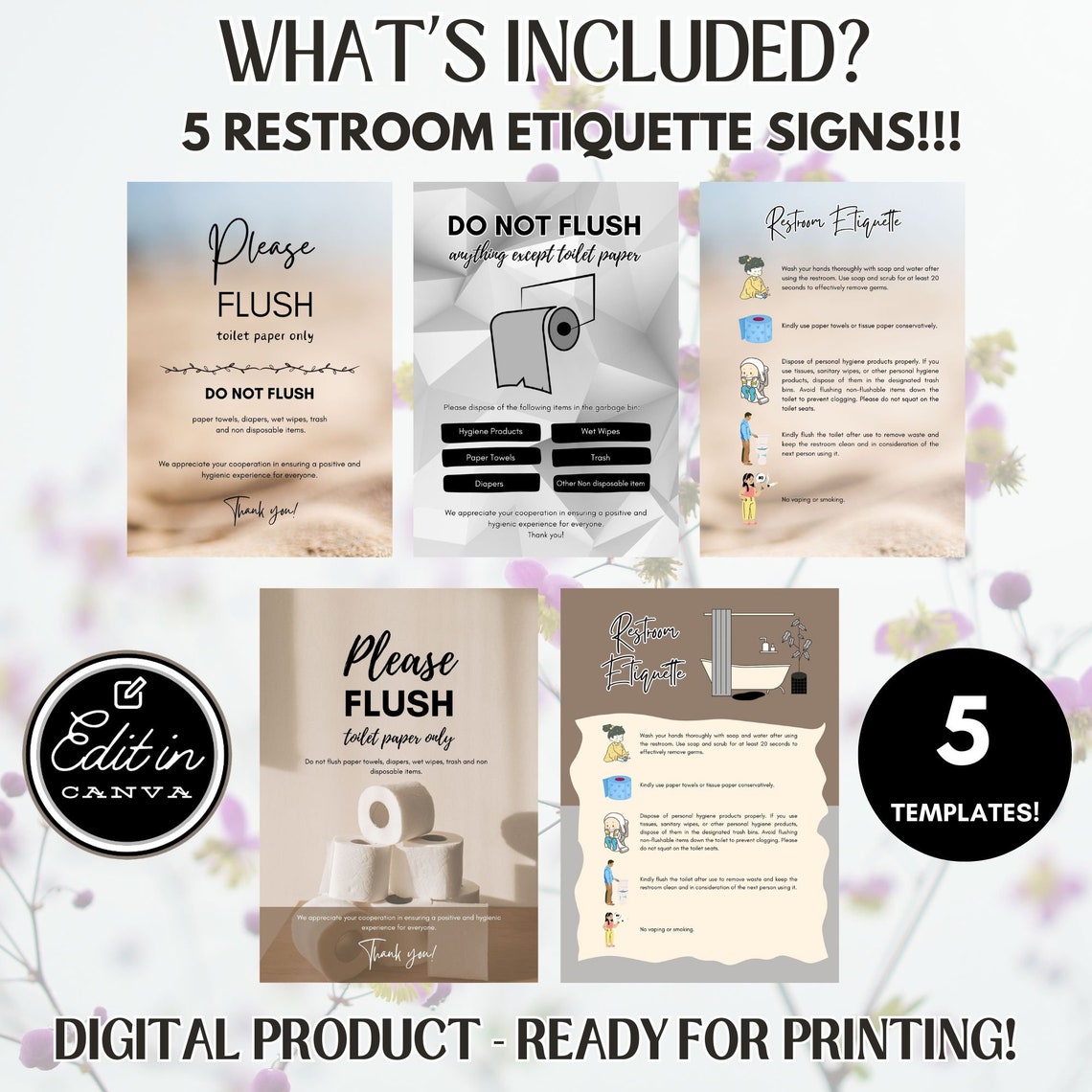 Restroom Etiquette Poster Bathroom Etiquette Toilet Etiquette Bathroom ...