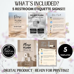 Restroom Etiquette Poster Bathroom Etiquette Toilet Etiquette Bathroom ...