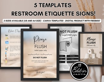 Restroom Etiquette Poster Bathroom Etiquette Toilet Etiquette Bathroom ...