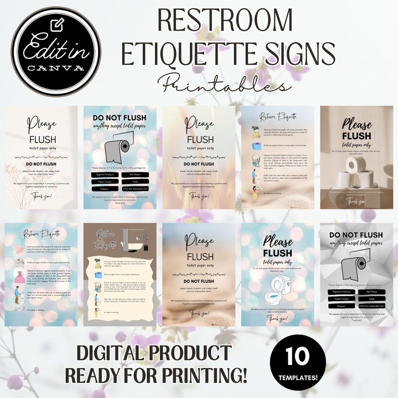 Restroom Etiquette Poster Bathroom Etiquette Toilet Etiquette Bathroom ...