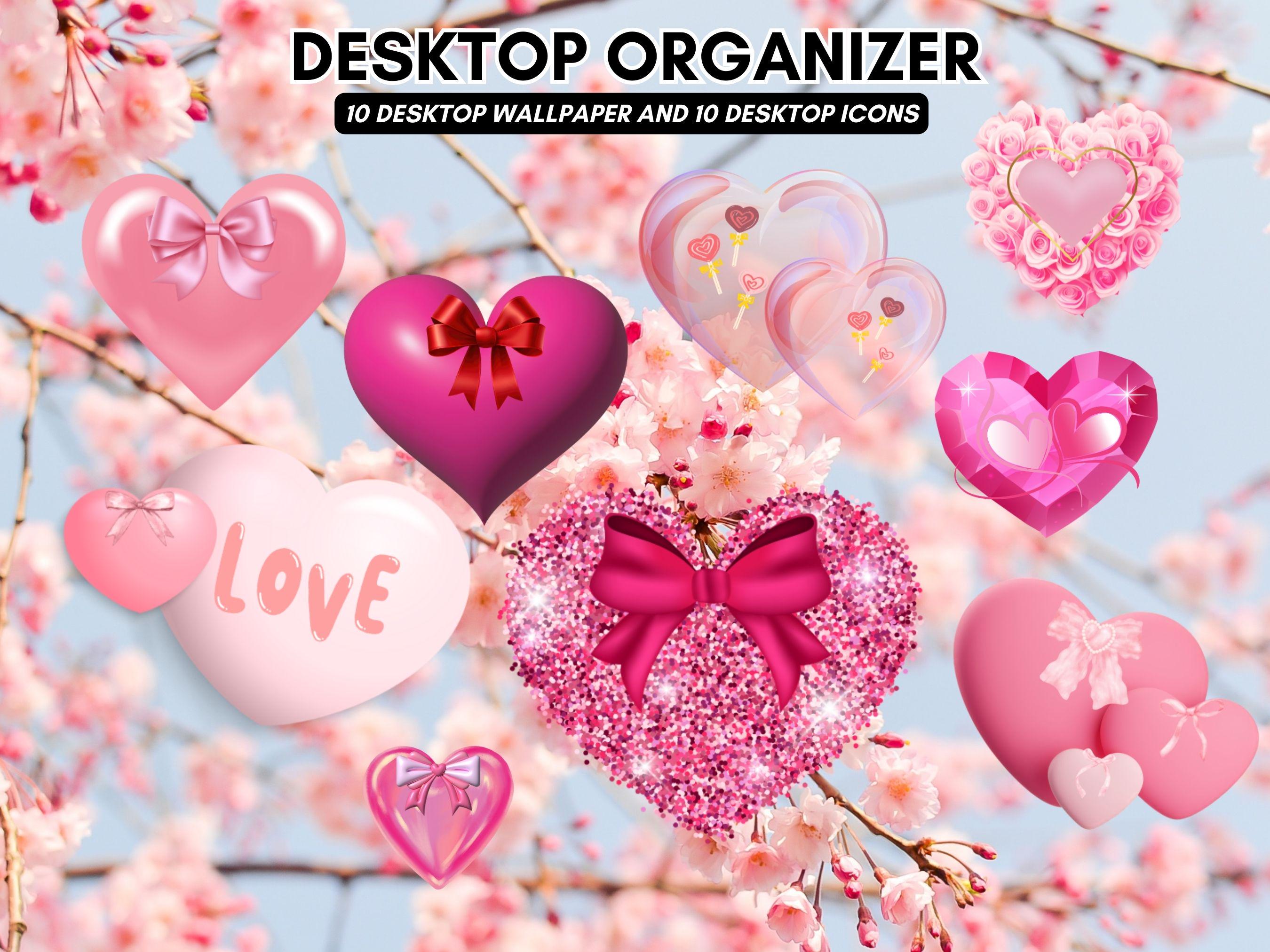 Custom Desktop Organizer Wallpaper With Matching Icons Editable Desktop ...