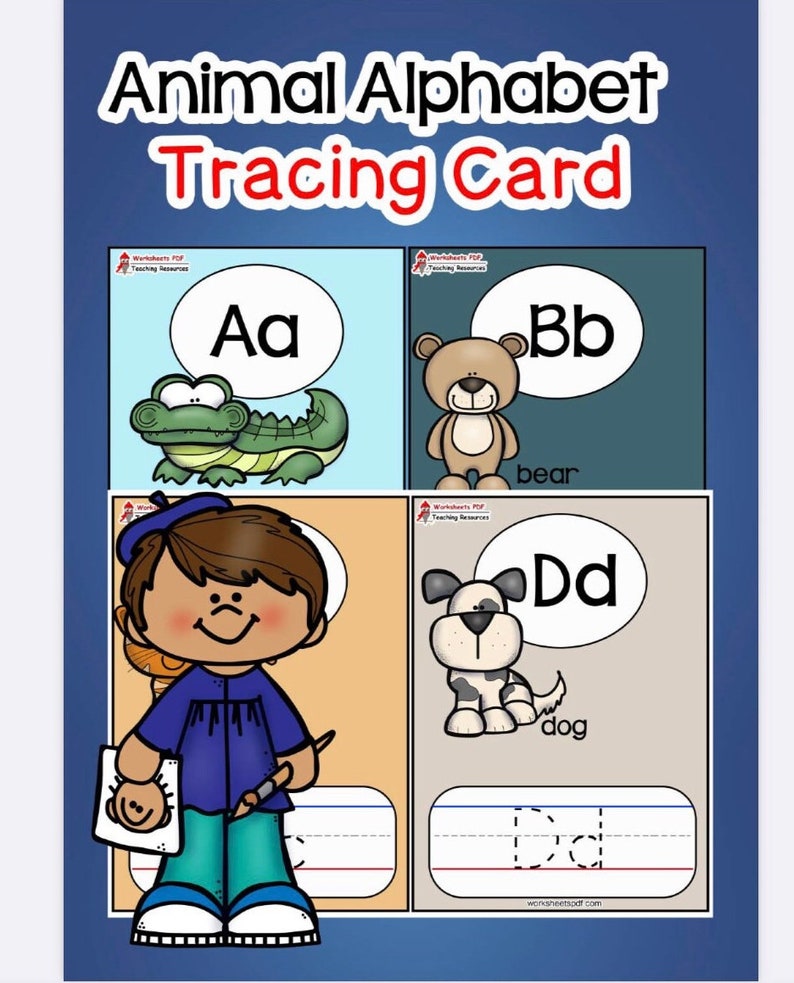 Animal Alphabet Tracing Worksheet, Activities , Book , Ebook ...